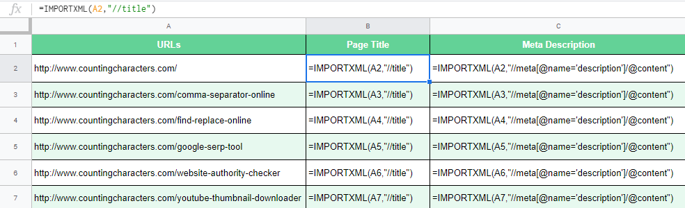 How to Extract Meta Tags from a Website Using Google Sheets? - Counting ... How to Extract Meta Tags from a Website Using Google Sheets? - Counting ...